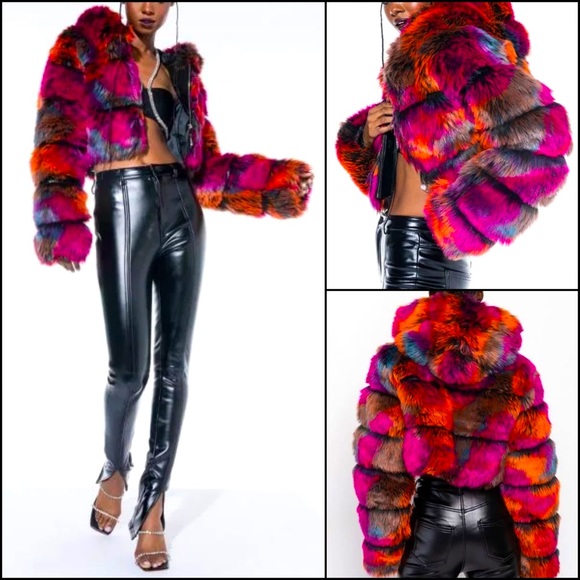 AKIRA | Jackets & Coats | Akira Multi Faux Fur Leather Jacket Coat | Poshmark